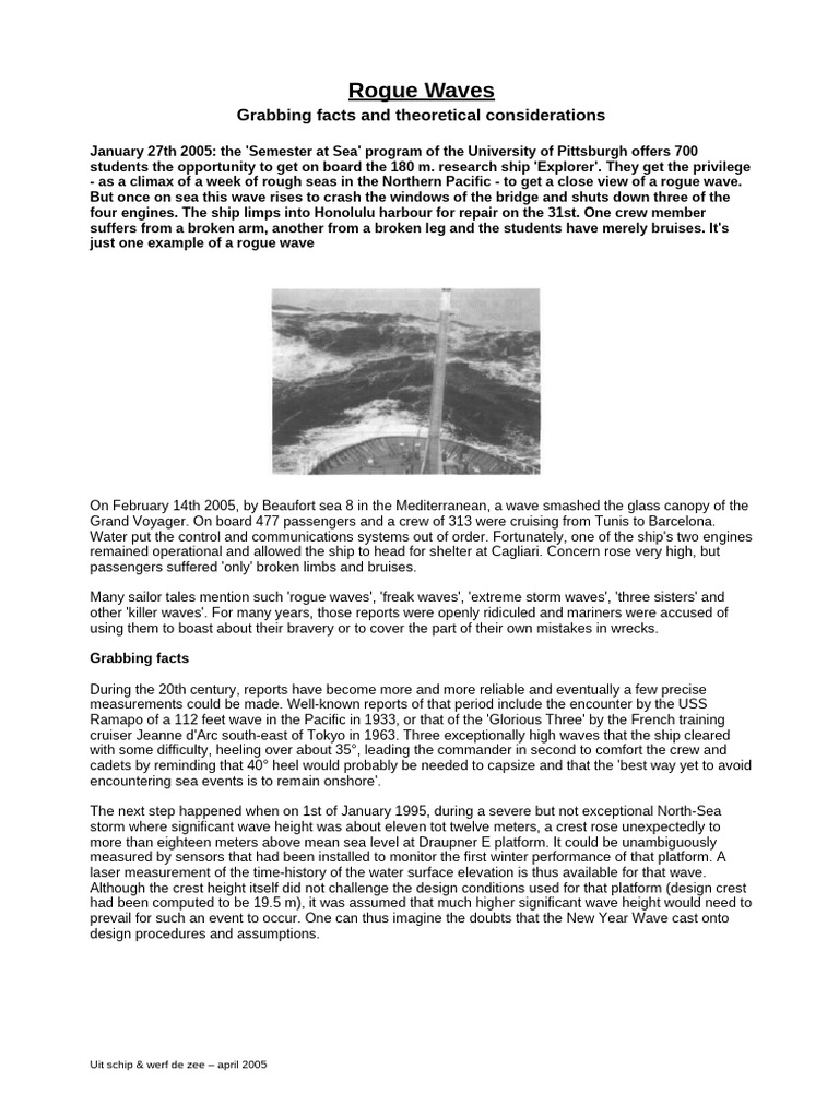 Understanding Rogue Waves and Risks | PDF | Waves | Ships