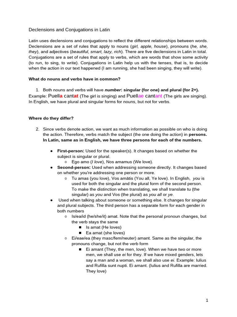 Latin 1-2 - Some Basic Information | PDF | Grammatical Gender ...