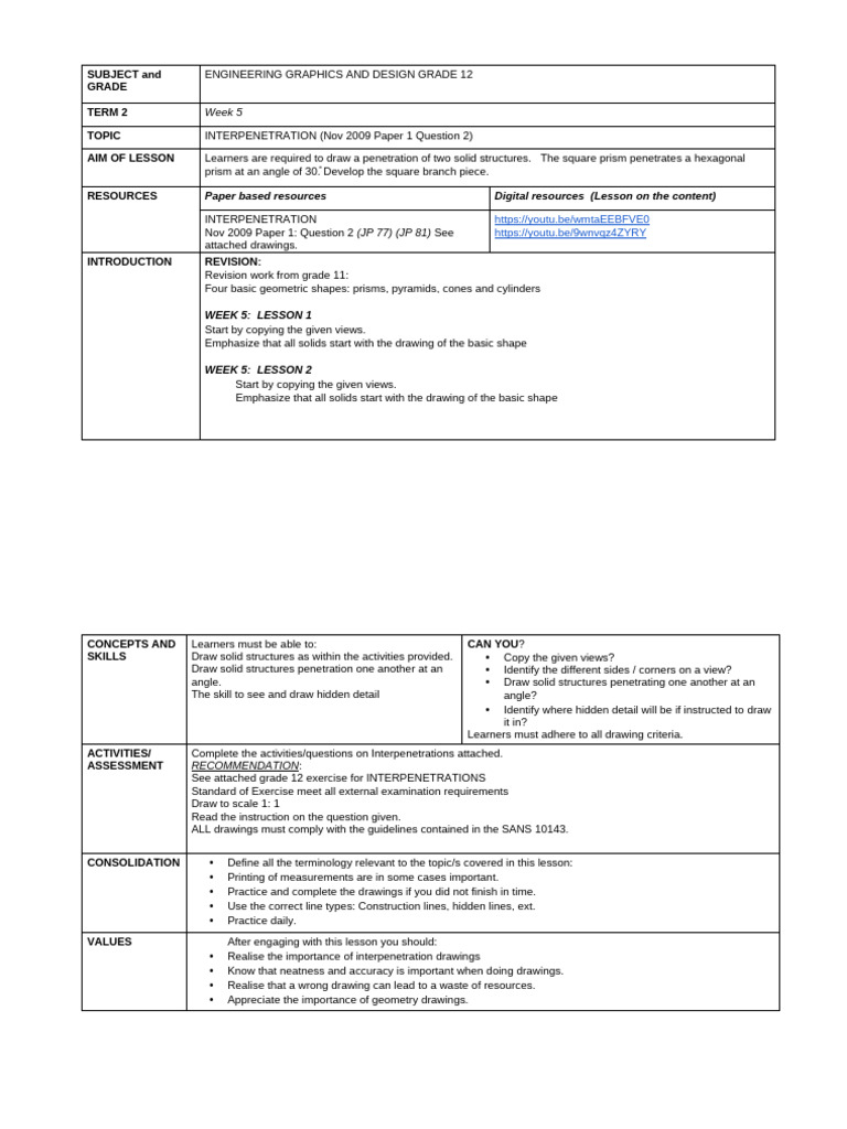 Grade 12 EGD: Interpenetration Guide | PDF | Shape | Geometry