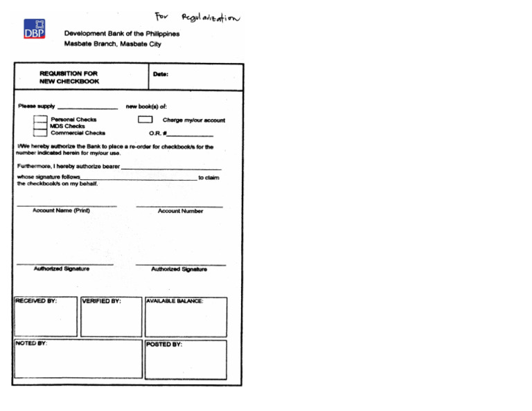 Checkbook Request Form | PDF