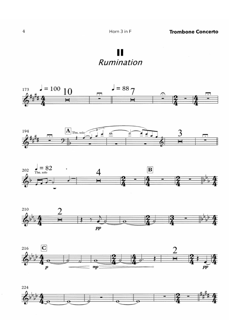 03 Horn 3 Howard - Trombone Concerto Mov. II HN 3 | PDF