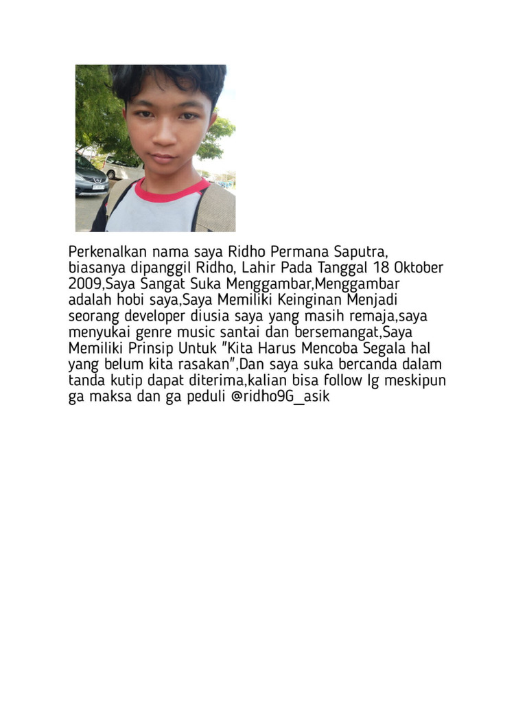Biodata Ridho Permana Saputra 9G | PDF