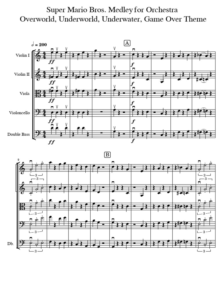 Super Mario Bros. Orchestra Medley | PDF | String Instruments | Musical ...