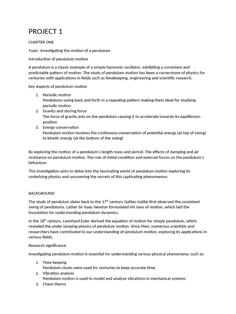 @Timie's Physics Project. | PDF | Pendulum | Oscillation