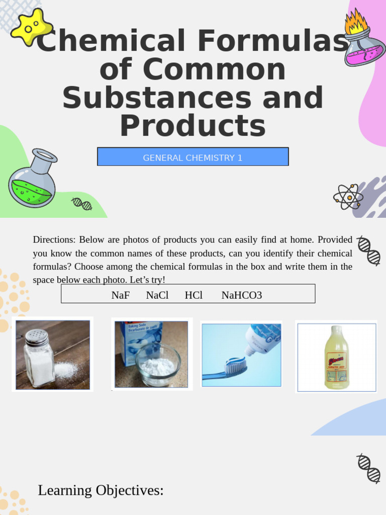 Common Chemical Formulas Guide | PDF | Sodium Chloride | Ethanol