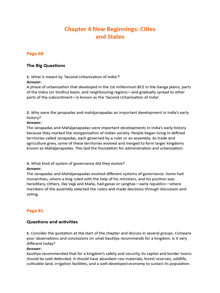 Class 7 SST Chapter 4: Cities and States | PDF | Indus River