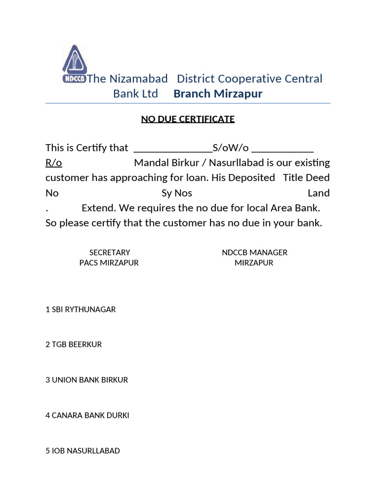 No Due Certificate | PDF