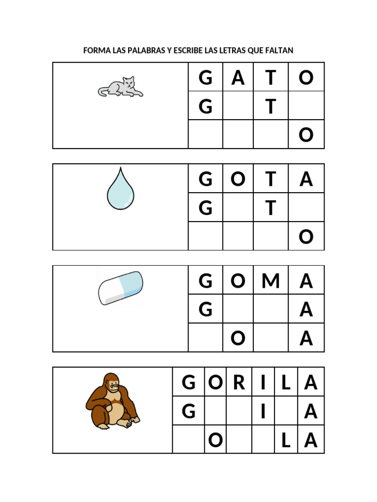 Escribe las letras que faltan | PDF