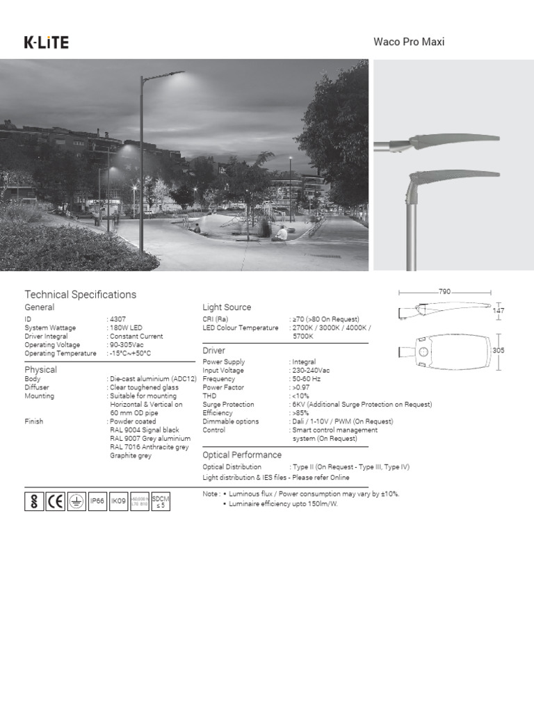Waco Pro Maxi LED Light Specifications | PDF | Electric Power ...