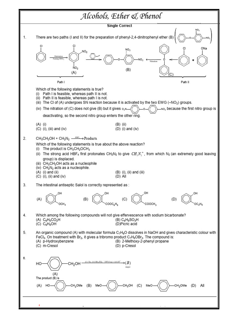 Organic Chemistry Exam Questions | PDF | Acid | Ether