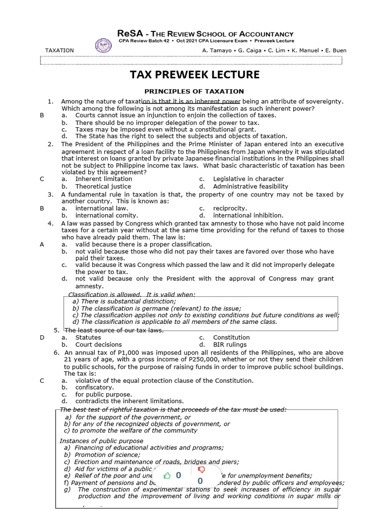 Tax Preweek Lecture b42 Compress | PDF | Taxes | Income Tax