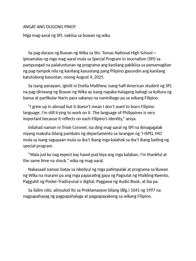 Angat Ang Dugong Pinoy | PDF