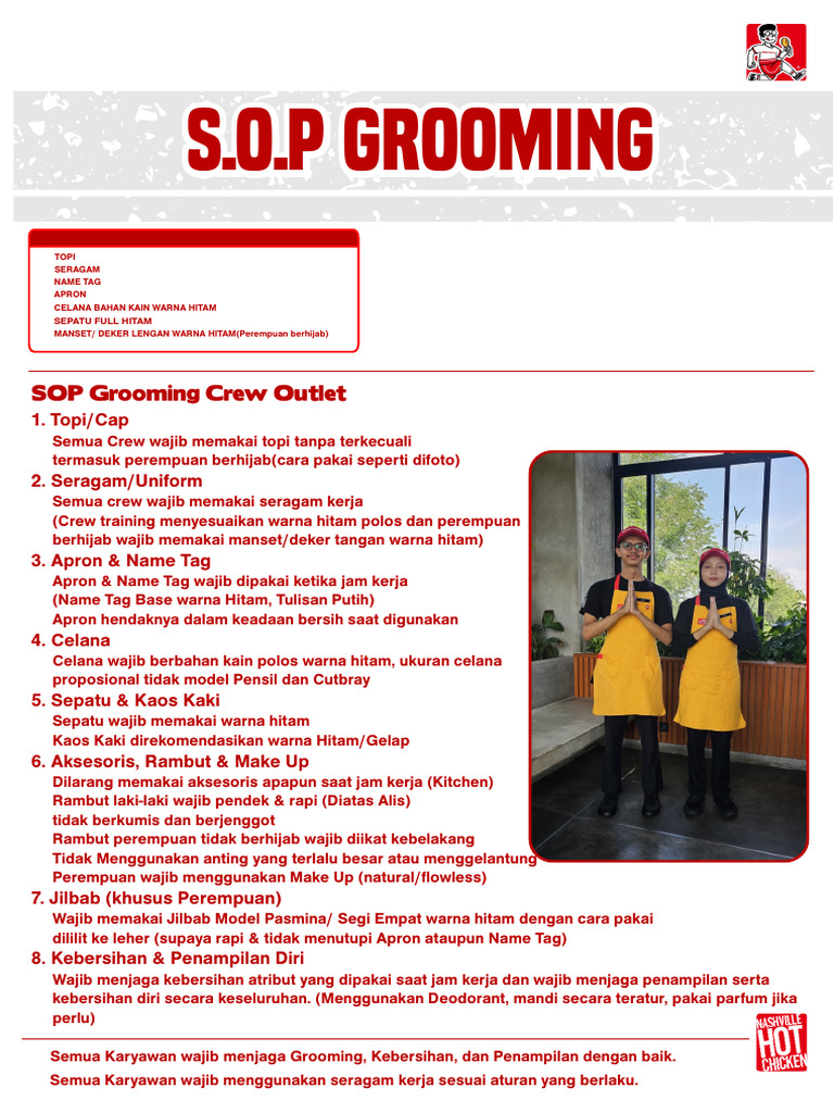 SOP Grooming Karyawan Outlet | PDF