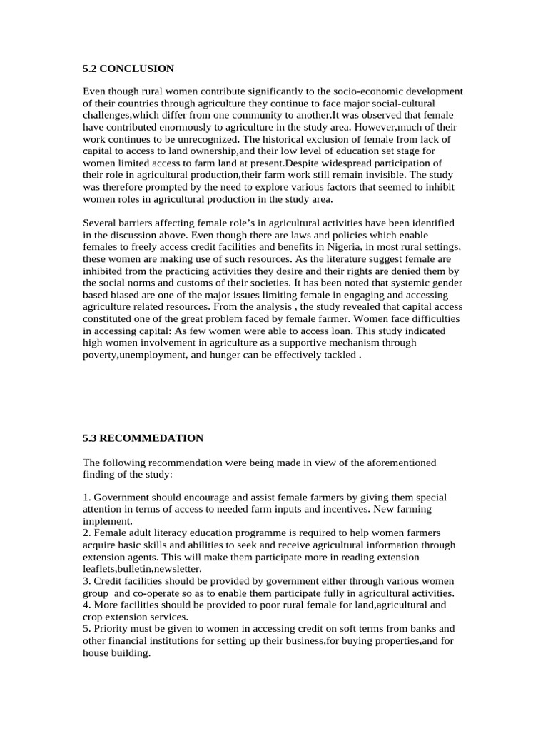 Conclusion Chapter 5 of My Project Defense | PDF | Agriculture | Literacy