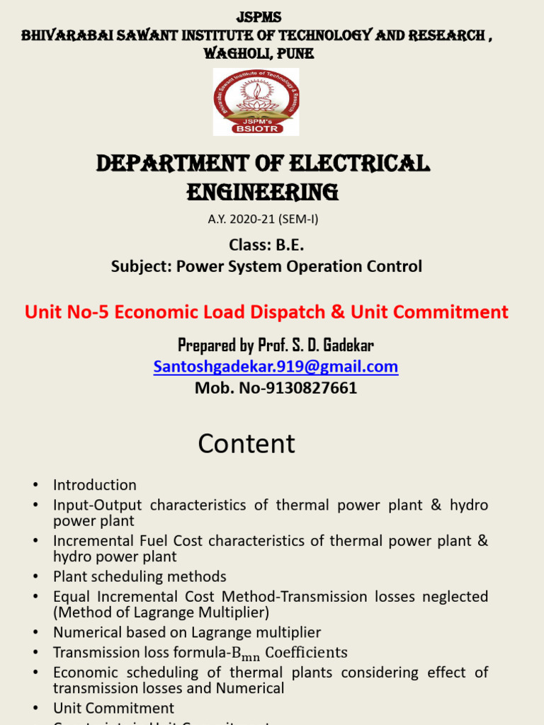 Unit 5 Economic Load Dispatch & Unit Commitment | PDF | Power Station | Mathematical Optimization