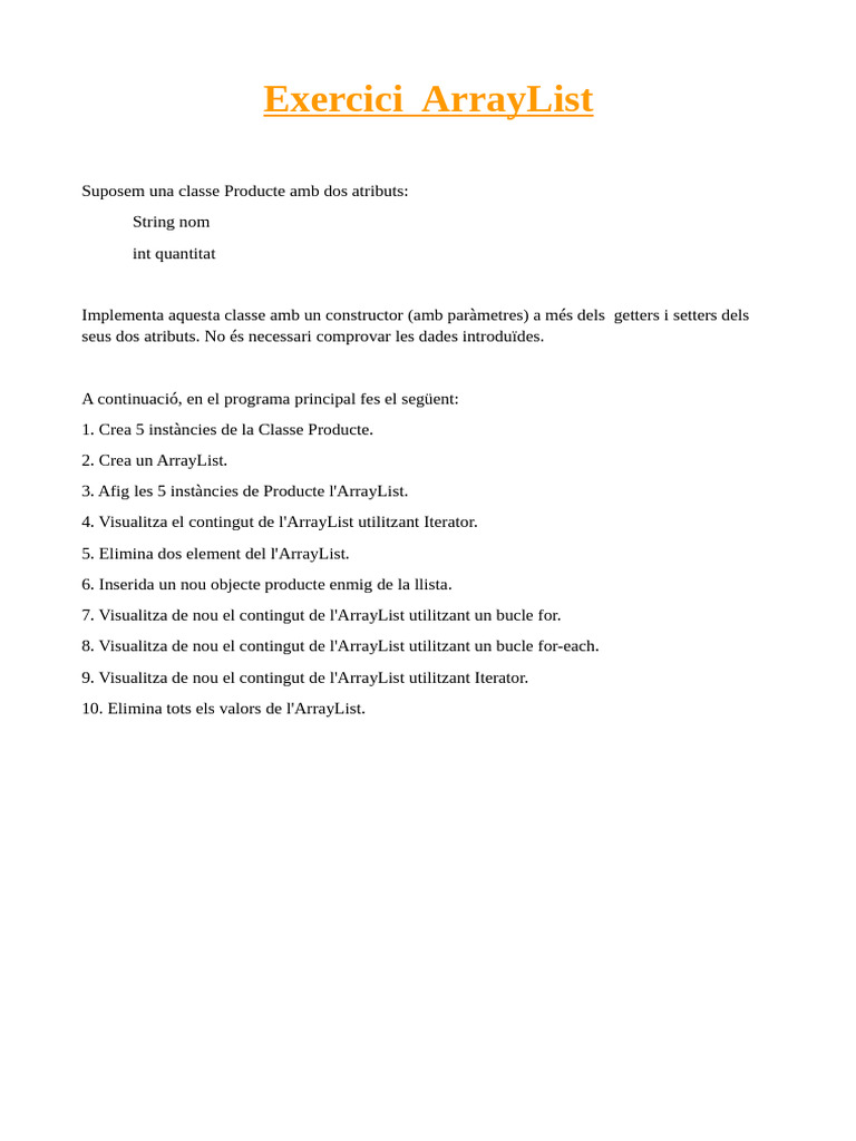 3 - Exercici ArrayList | PDF