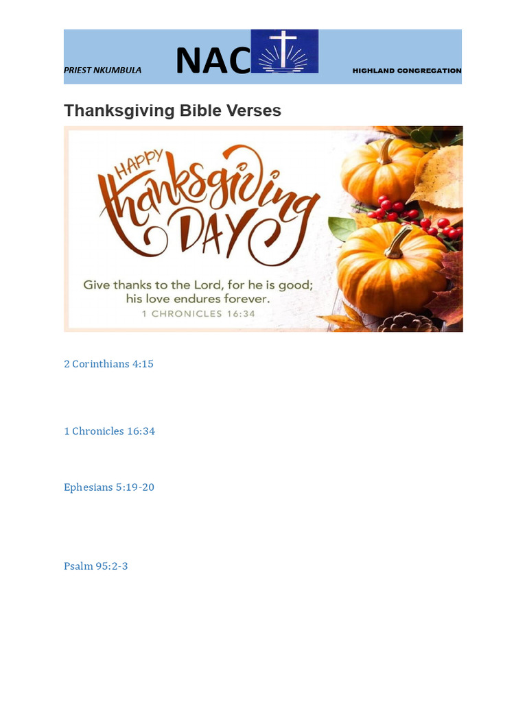 Thanksgiving Bible Verses and Scriptures | PDF | Psalms | Hymns
