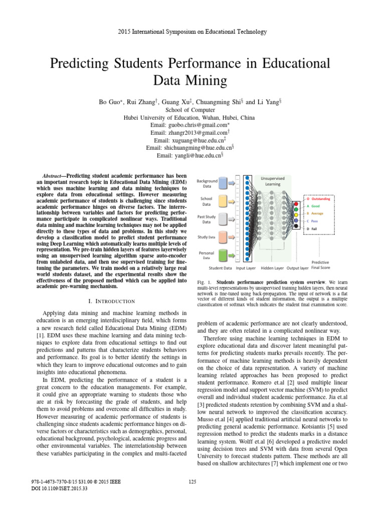 14 Predicting Students Performance in Educational Data Mining | PDF | Machine Learning | Deep ...
