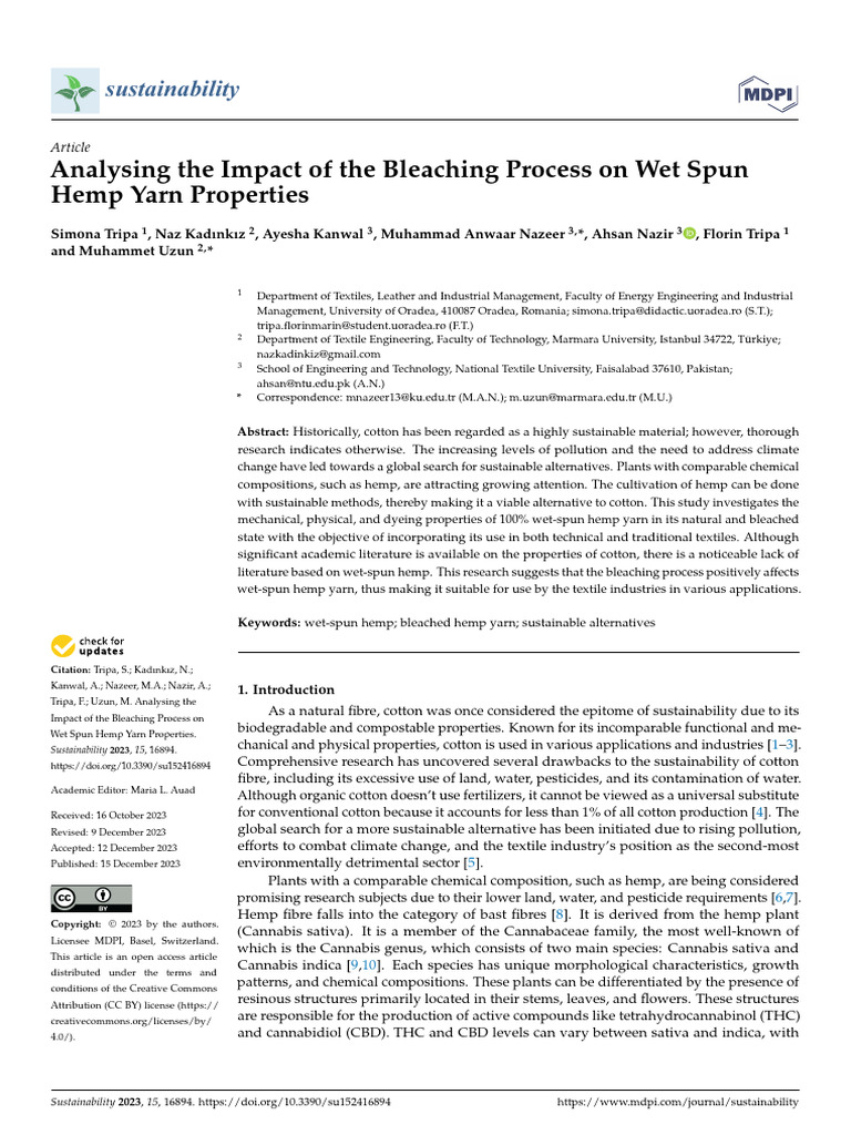 Analysing The Impact of The Bleaching Process On W | PDF | Cannabis
