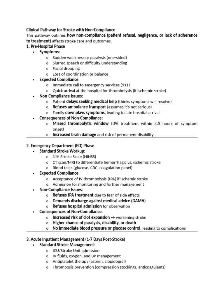 Stroke Care Pathway: Impact of Non-Compliance | PDF | Stroke | Caregiver