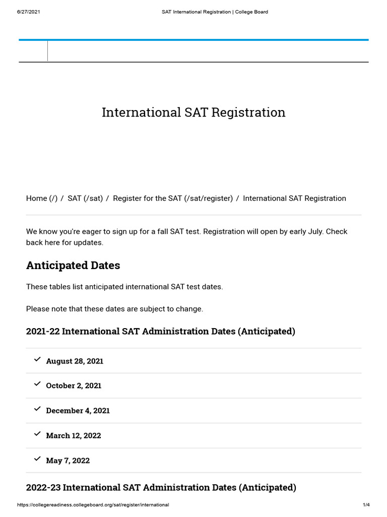 International SAT Registration 2021 | PDF