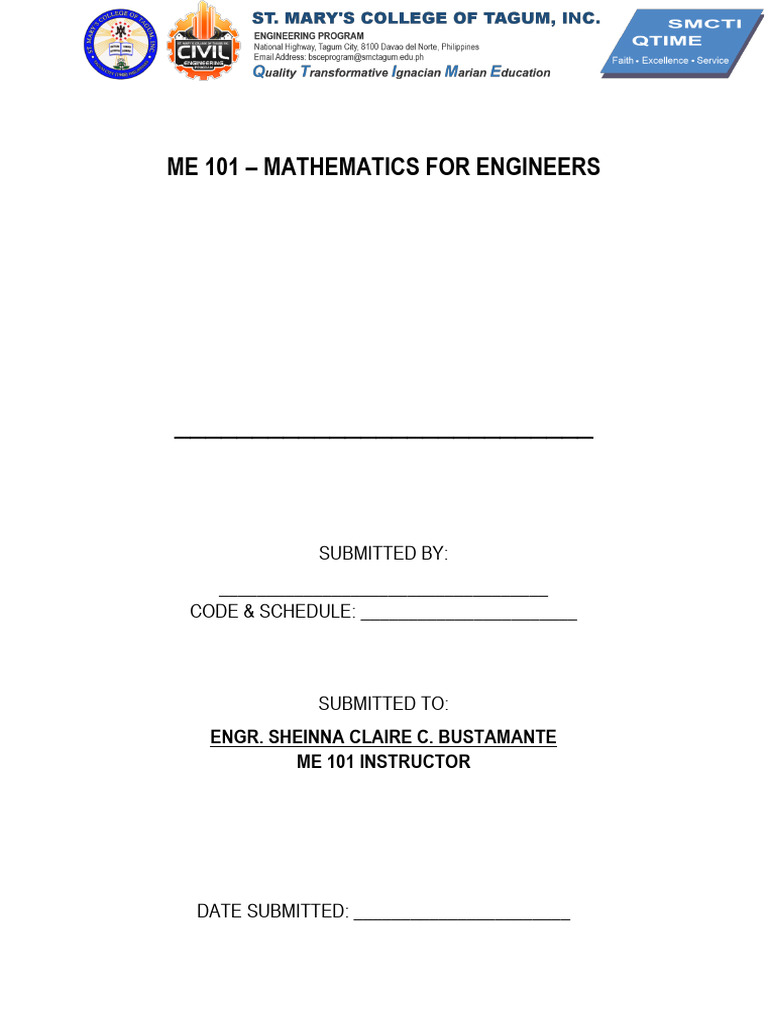 Mathematics for Engineers: ME 101 | PDF