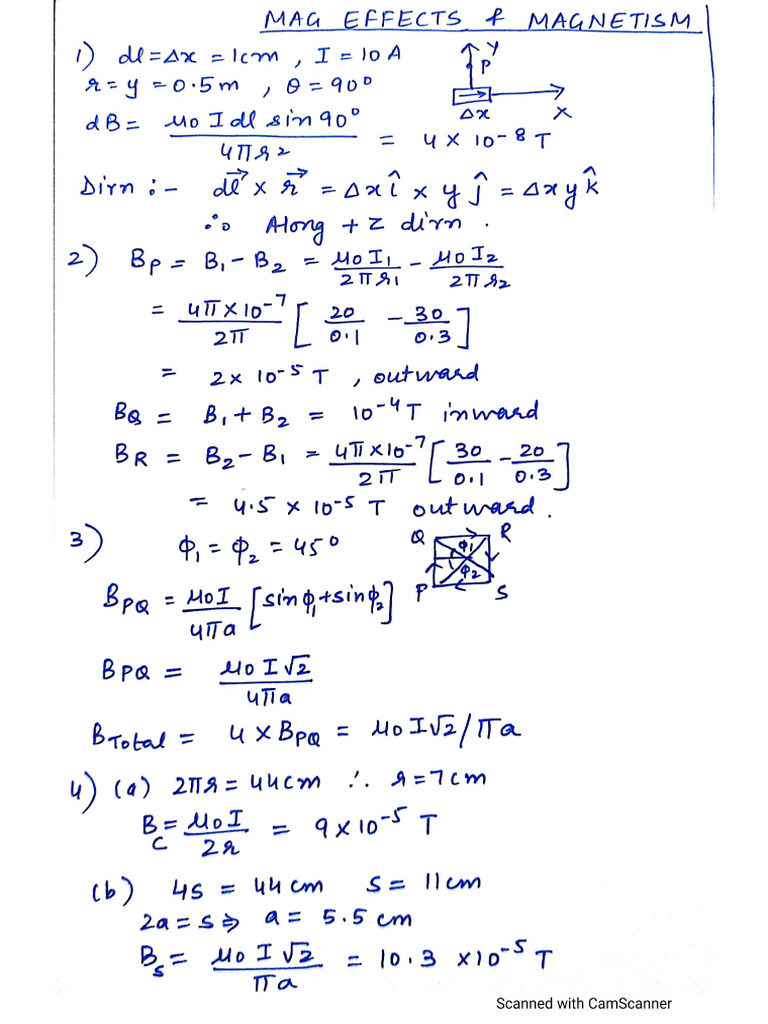 NA Soln Magnetic Effect &magnetism | PDF