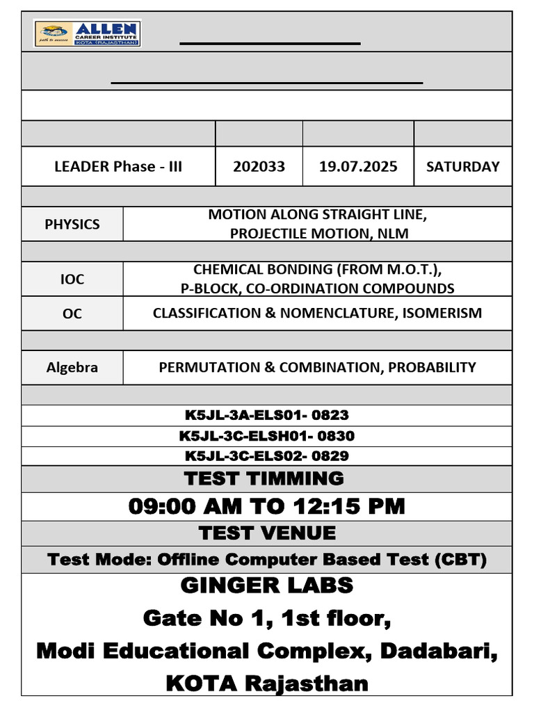 Final Test Notice | PDF