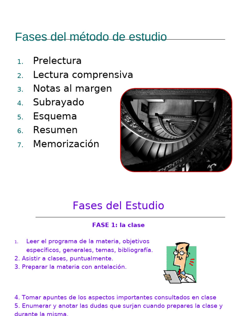 Fases del Método de Estudio | PDF | Ciencias del comportamiento ...