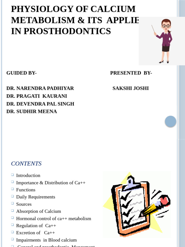Calcium Metabolism in Prosthodontics | PDF | Calcium | Biology
