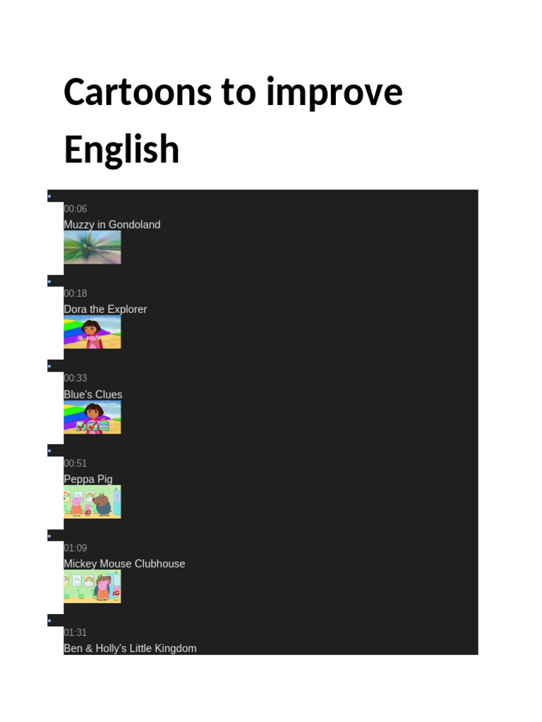 Cartoons for English Learning | PDF