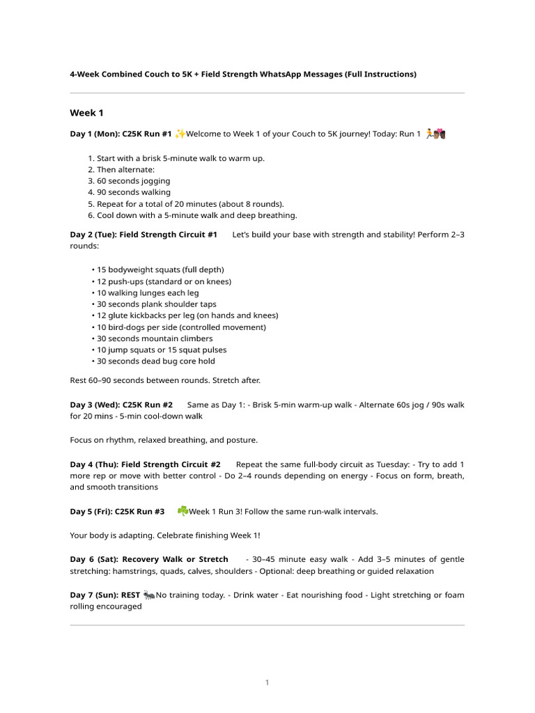 C25K 4-Week Training Guide | PDF | Running | Physical Fitness