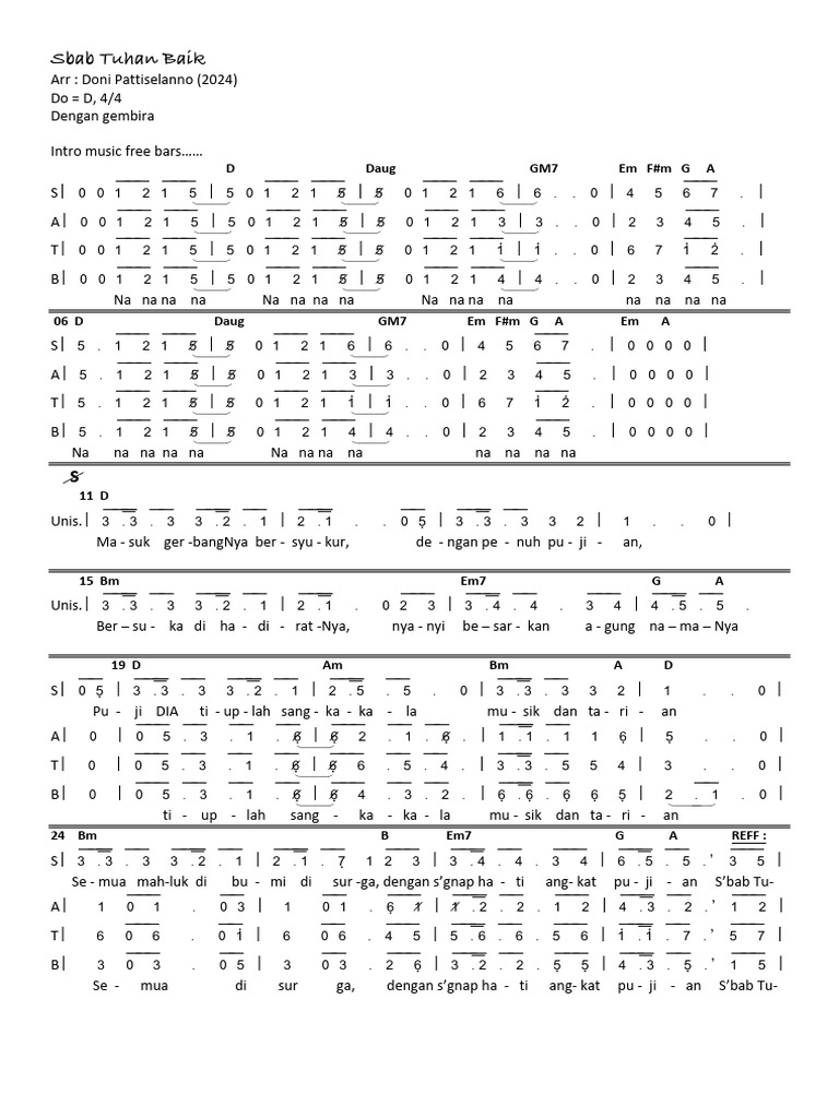Sbab Tuhan Baik - Lirik dan Musik | PDF