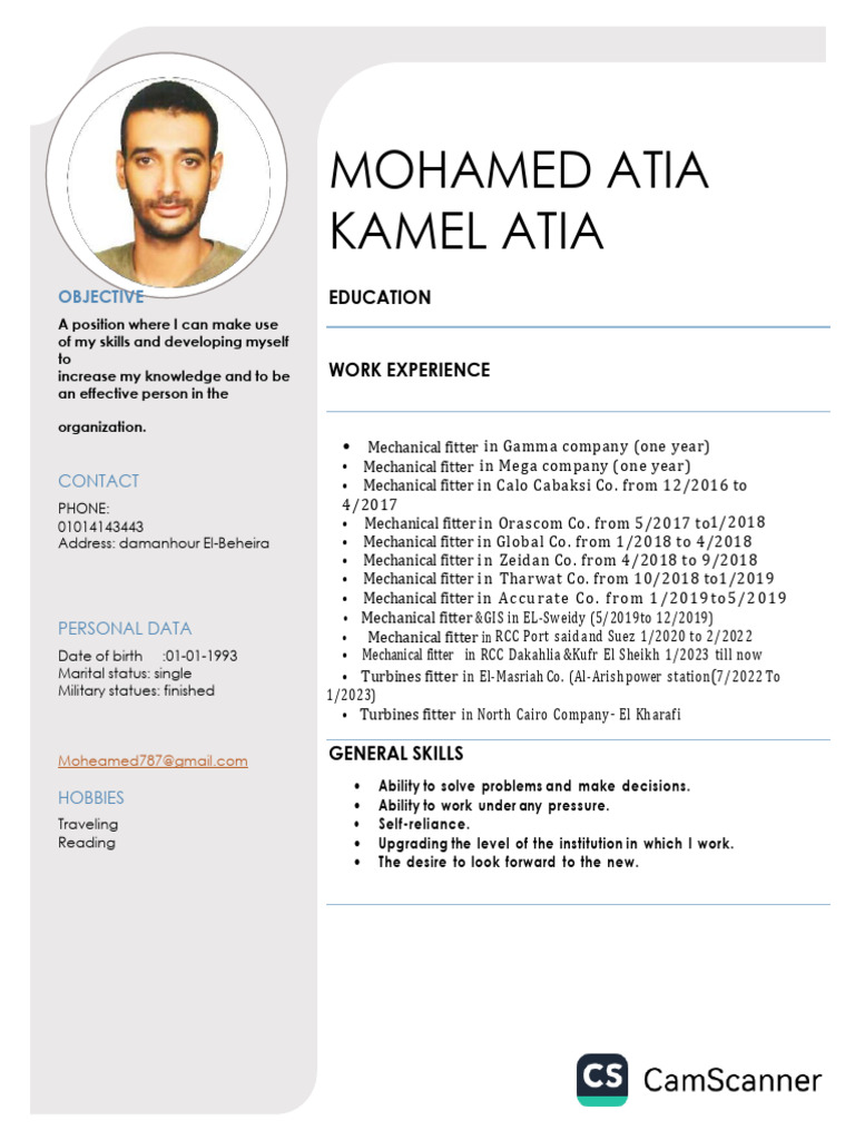 Orascom Internship Candidate Profile | PDF