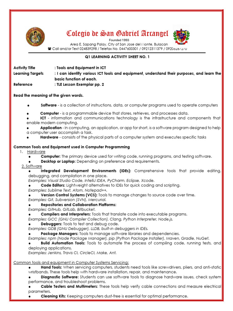 2025 2026 TLE 8 Q1 Wk1 Tools in ICT | PDF | Computer Network | Voice Over Ip