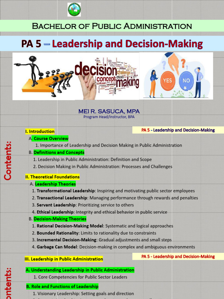 Leadership and Decision-Making in BPA | PDF | Leadership | Decision Making