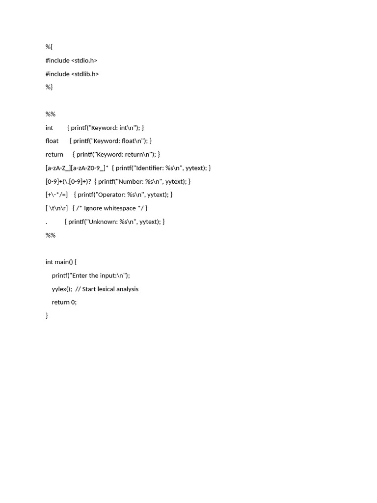 Lexical Analyzer Using LEX Tool New | PDF