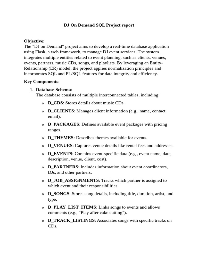 DJ Event Management SQL Application | PDF | Databases | Sql