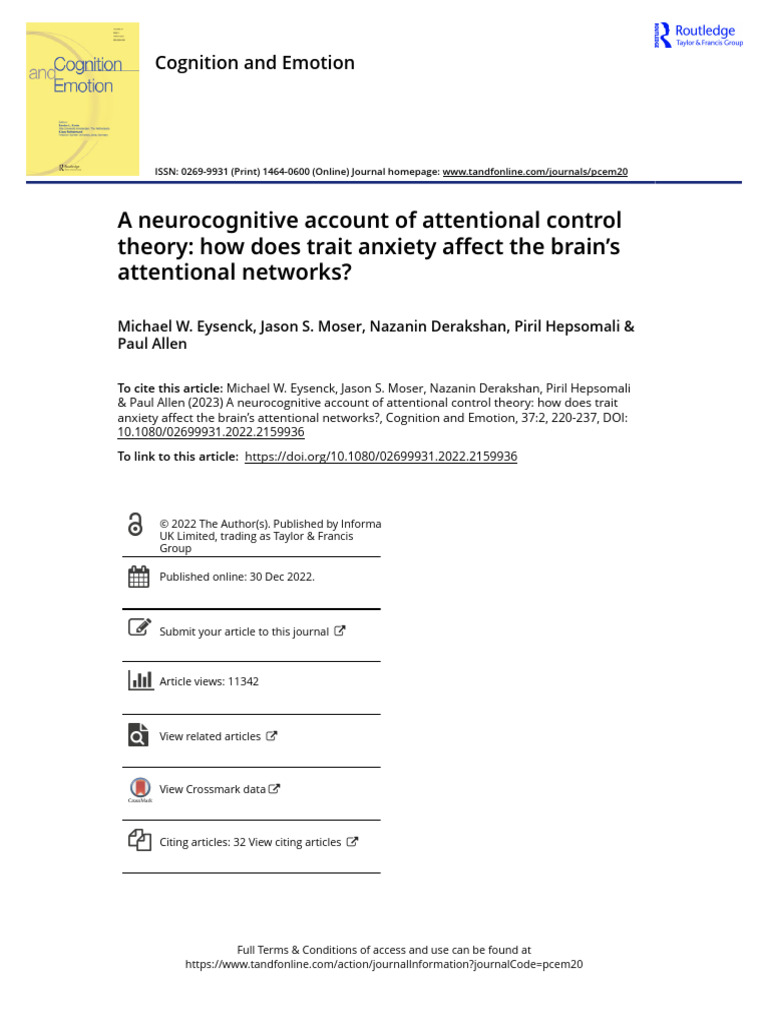 Neurocognitive Insights on Attentional Control | PDF | Anterior ...