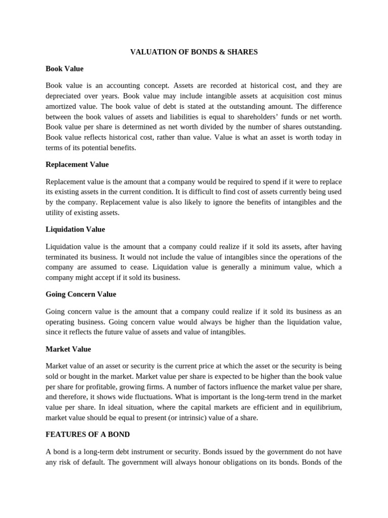 Bond and Share Valuation Explained | PDF | Book Value | Bonds (Finance)