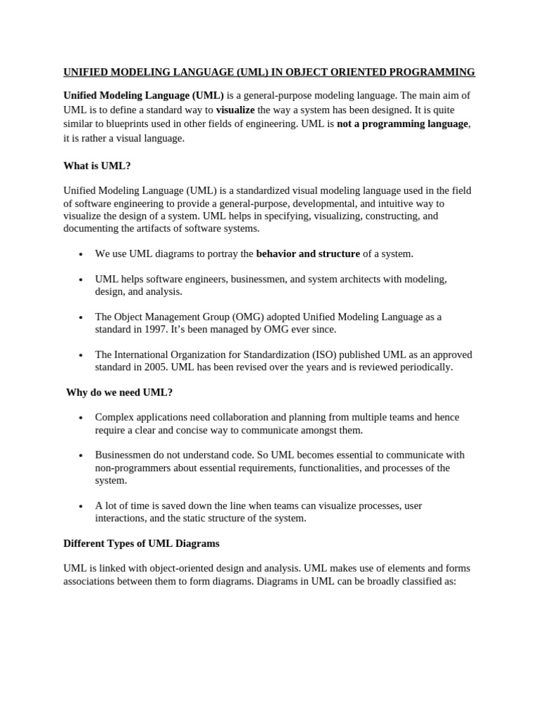 Defining Unified Modeling Language (UML) | PDF | Unified Modeling ...