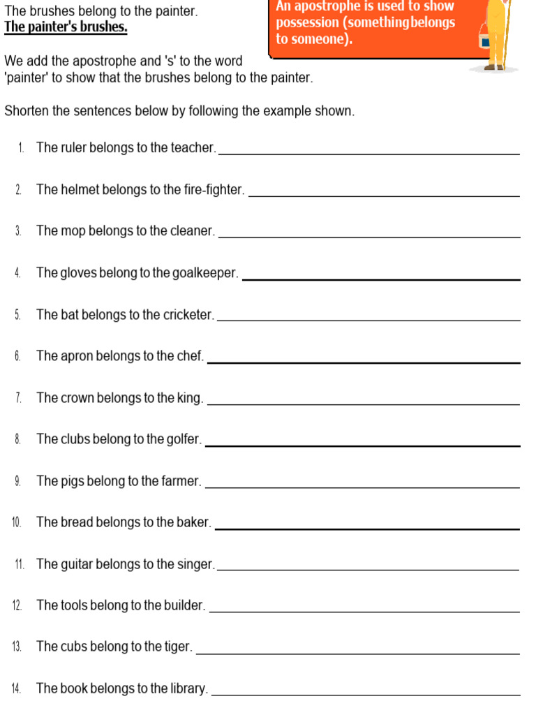 Apostrophe Usage for Possession Worksheet | PDF