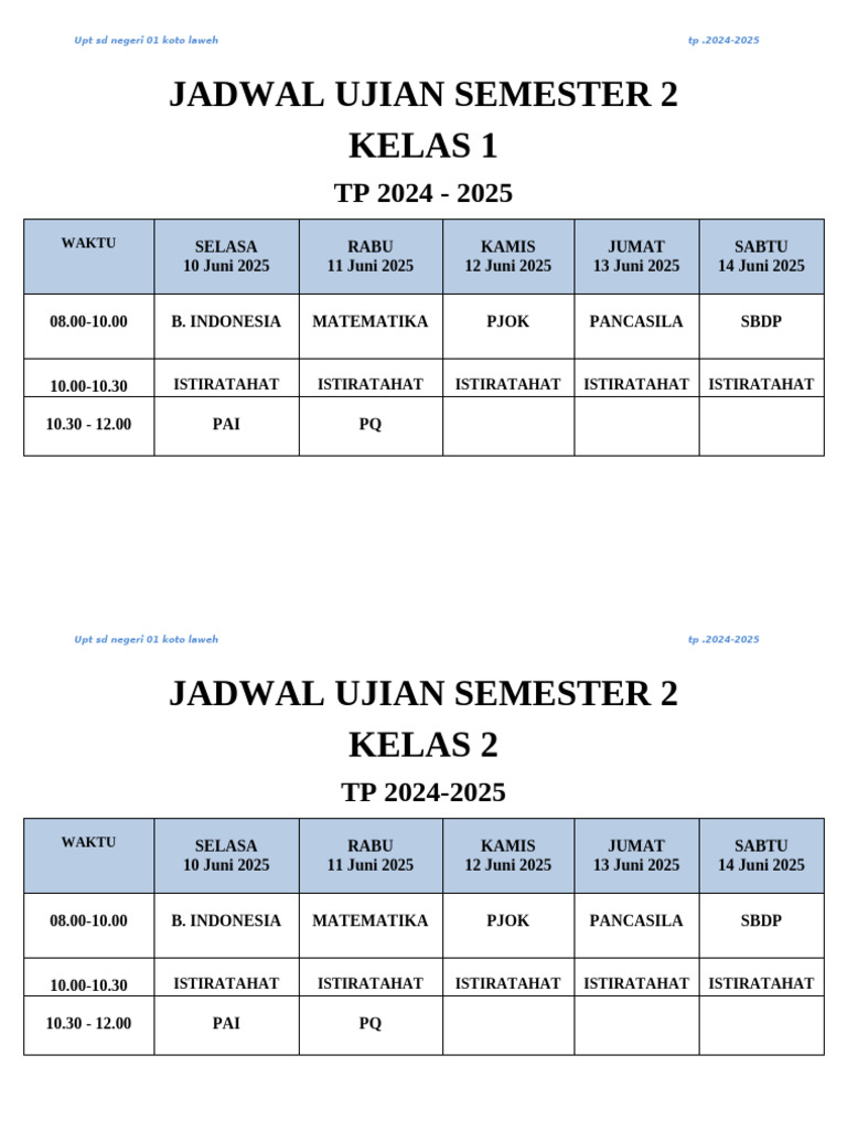 Jadwal Ujian 2025 Ok S2 | PDF
