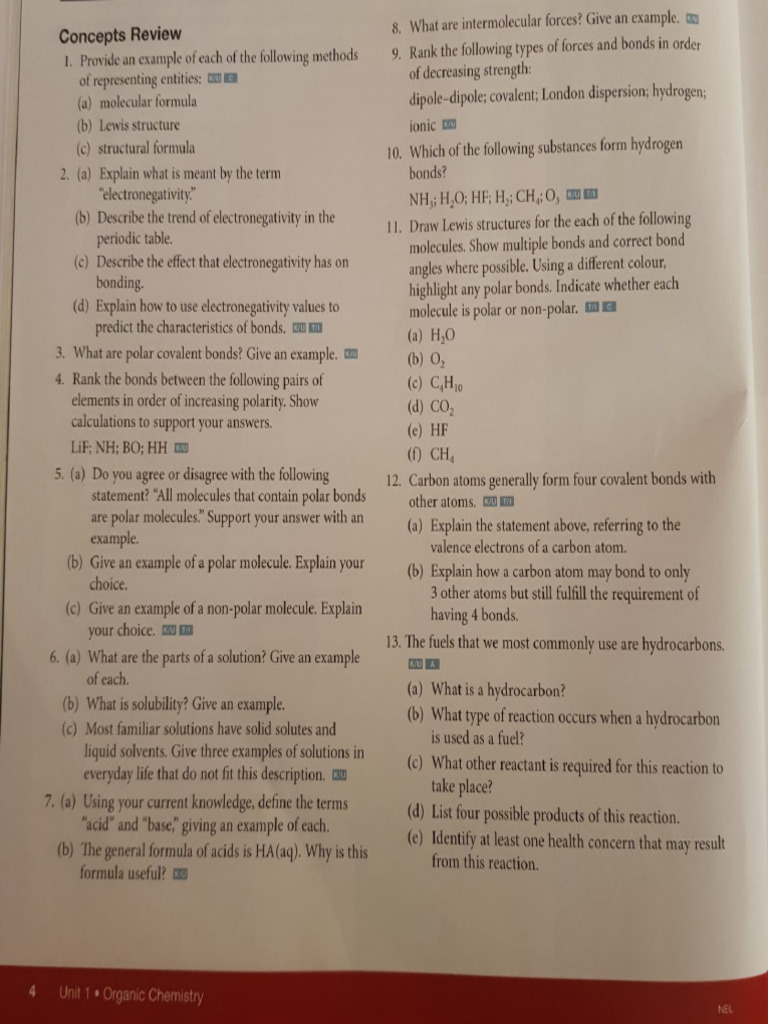 SCH4U Textbook Unit 1 Part 1 | PDF