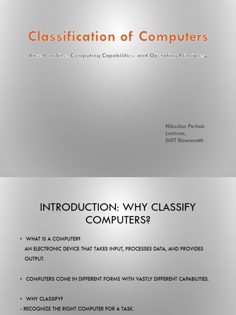 Classification of Computers | PDF | Microcomputers | Mainframe Computer