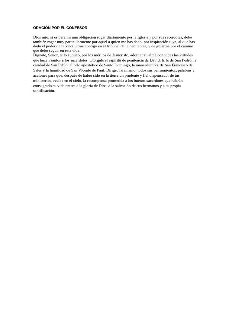 Oración por el Confesor | PDF