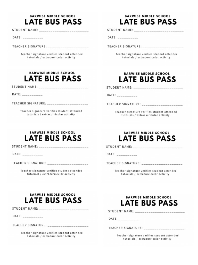Late Bus Pass | PDF