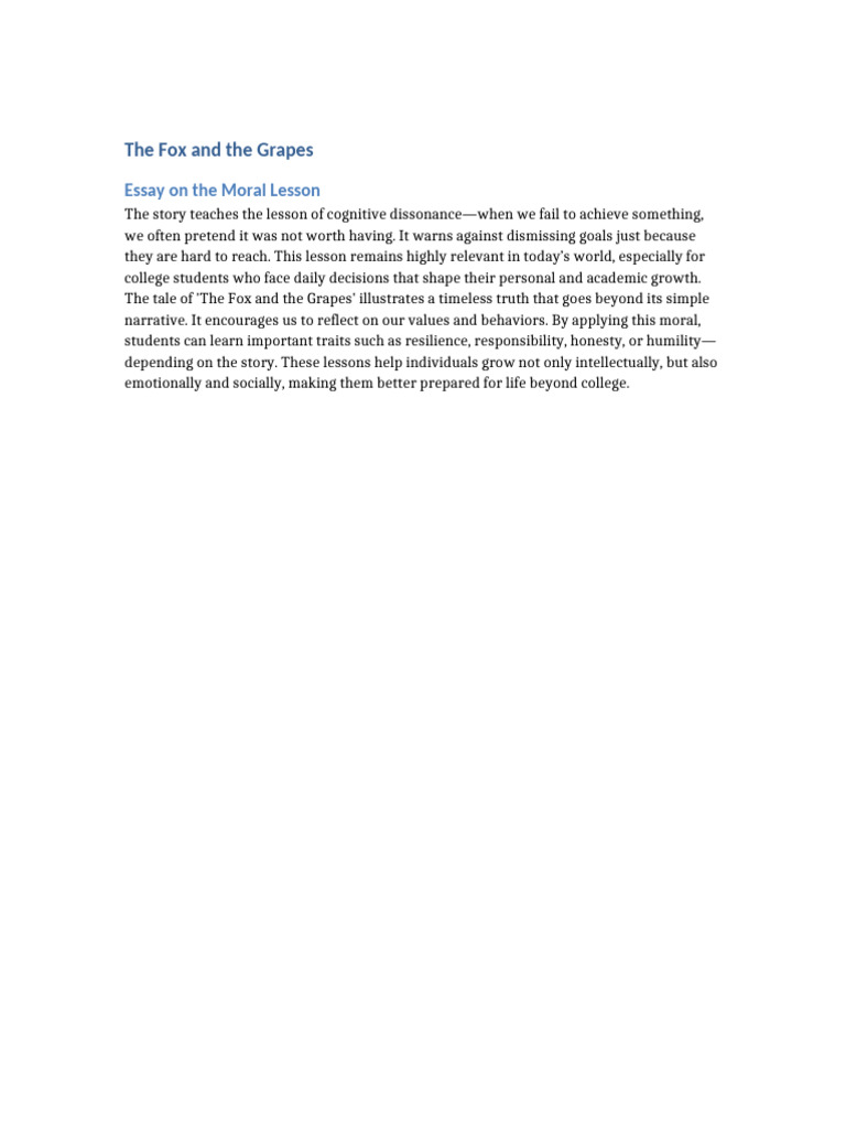 The Fox and The Grapes TJ | PDF