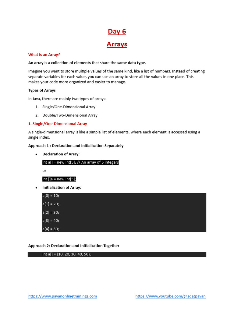 Day6 Arrays | PDF | Integer (Computer Science) | Computing