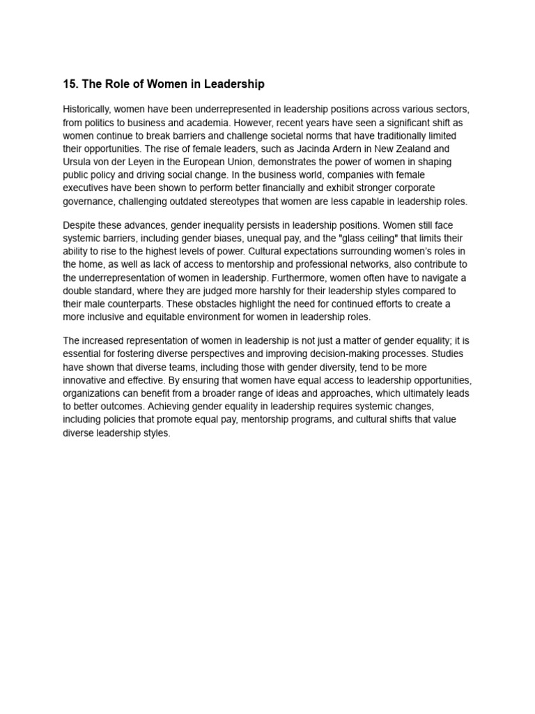 A15. The Role of Women in Leadership TJ | PDF